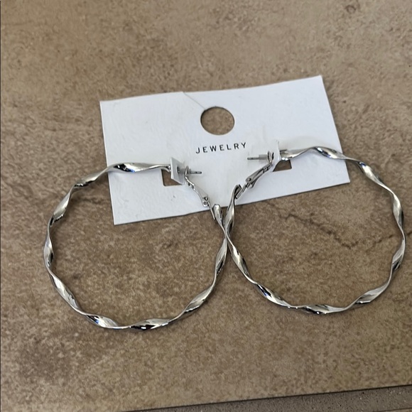 Jewelry | Twisted Silver Hoop Earrings | Poshmark